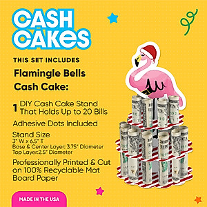 Big Dot of Happiness Flamingle Bells - DIY Tropical Christmas Party Money Holder Gift - Cash Cake