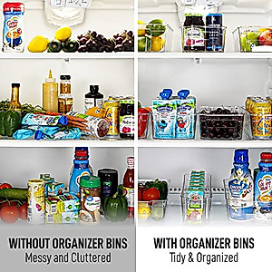 Zulay 4 Pack Clear Refrigerator Organizer Bins - Medium Fridge Organizers and Storage Clear - Ideal Freezer Organizer Bins, Refrigerator Storage Containers, Kitchen Cabinets, Pantry Organization