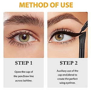 Erinde 2PCS Black Liquid Eyeliner with Eyeliner Stencils, Waterproof Eye Liners Pen, Long-Lasting eyeliner liquid liner, Quickly Dry, Smudgeproof, Longwearing with Ultra-Fine Tip (#01)