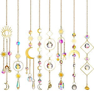 Crystals Hanging Sun Catcher Garden Prism Light Catcher Window Sun Catcher Chandelier Pendant Ornament for Home Office Party Decoration (Rainbow, 10 Pieces)