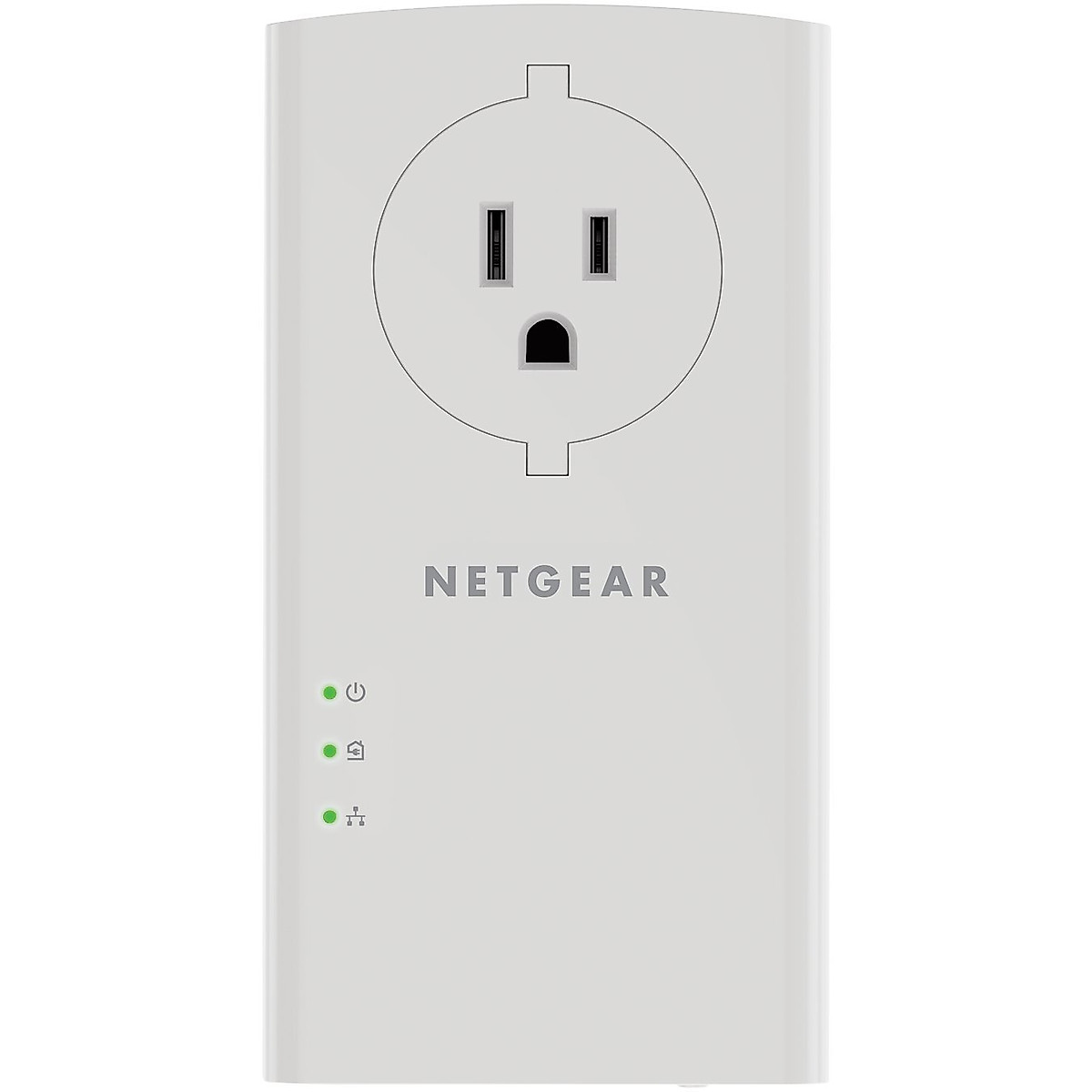 NETGEAR Powerline adapter Kit, 2000 Mbps Wall-plug, 2 Gigabit Ethernet Ports with Passthrough + Extra Outlet (PLP2000-100PAS), White