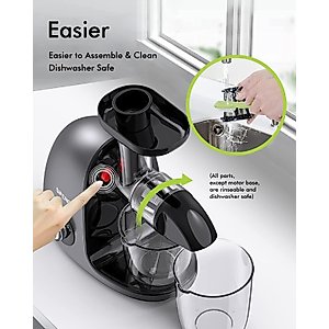 Slow Masticating Juicer Machines, SiFENE Cold Press Juicer for Fruit & Vegetable, 90% Juice Yield Maker Extractor with Soft/Hard Modes, Quiet Motor & Anti-Clog System, Easy to Clean