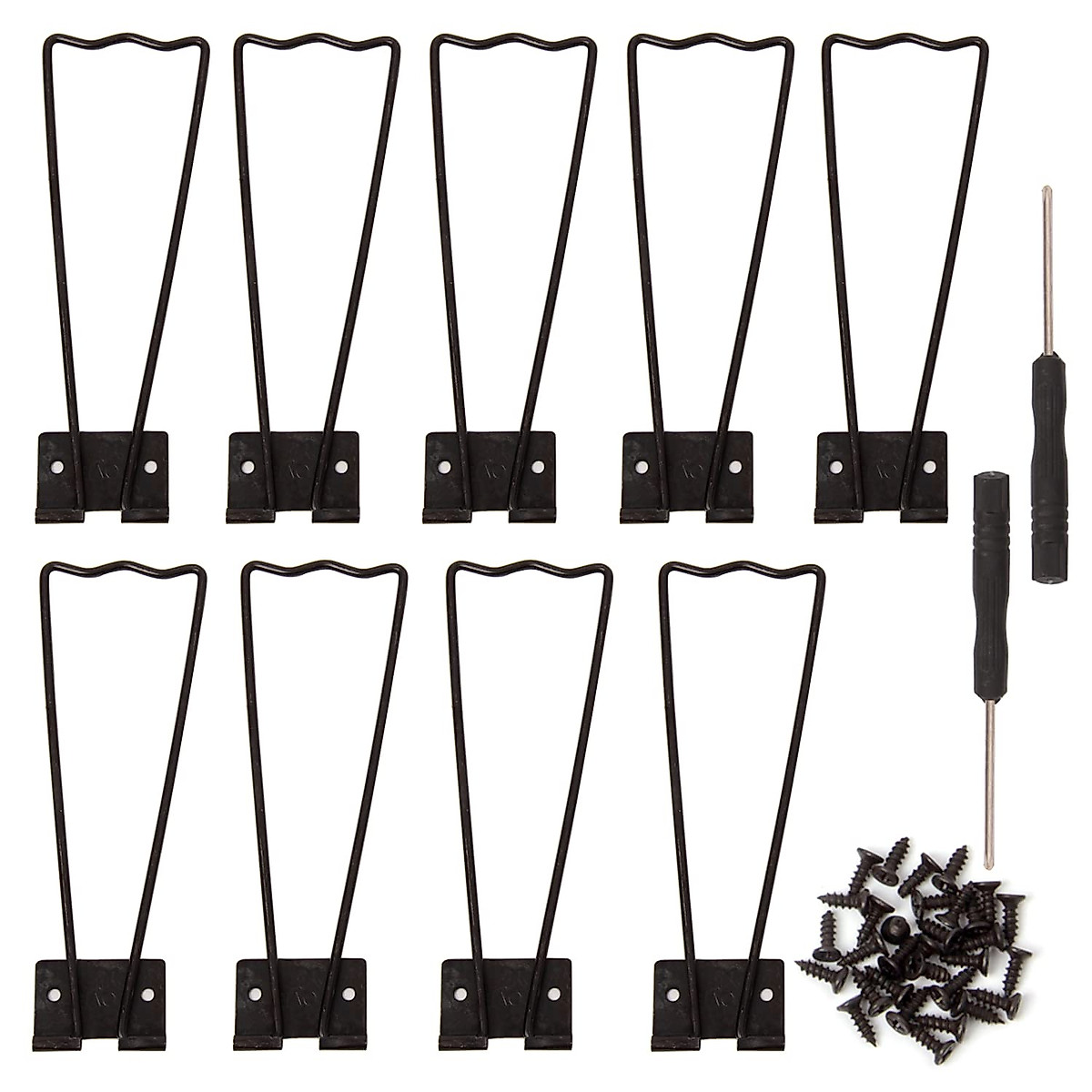 HAPY SHOP 10 Pieces Black Easel Back Iron Photo Frame Easel Back Stand Picture Frame Easel Back with 30 Pieces Screws and 2 Pieces Screwdriver for Photos Pictures Frames