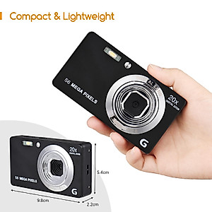 Andoer Kids Camera, 2.7-inch TFT Portable Digital Camera 56MP 4K Ultra HD 20X Zoom Auto Focus Self-Timer Face Detection Anti-Shaking with 2pcs Batteries Hand Strap Great Gift for for Kids Teens