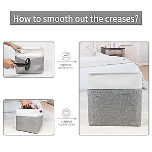 Bagnizer 13x13 Cube Storage Bins, Collapsible Fabric Storage Box, 4 Pack Closet Baskets with Handles for Organizing, Shelf, Toys, Clothes, Home, Office, Nursery (Grey&White)