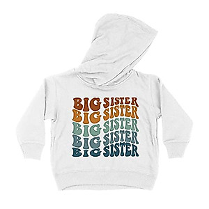 Repeating Big Sister Kids Hoodie Sweatshirt Toddler 4T White