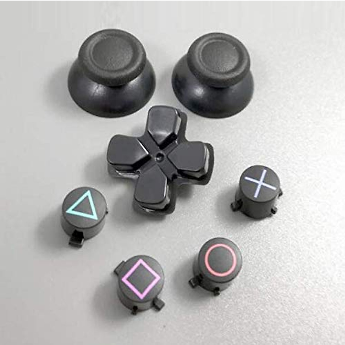 for Snoy Dualshock 4 Playstation 4 PS4 Controller Replacement Full Set ABXY X D-pad Buttons Joystick ThumbStick Grip Caps