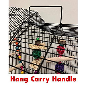 37-Inch Portable Double Roof Top Hanging Flight Bird Cage with Playing Toys for Small Parrot Cockatiel Sun Quaker Parakeet Green Cheek Conure Parrotlet Finch Canary Budgie Lovebird Travel Bird Cage