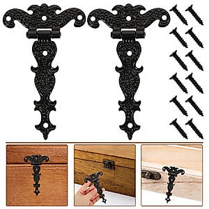 2pcs T-Shaped Door Hinge Hinges Outdoor Gate Hinges for Wooden Fences Heavy Duty Black Hinges Gate Hardware for Wooden Fences Heavy Duty Fence Gate Kit Barn Door Hinges