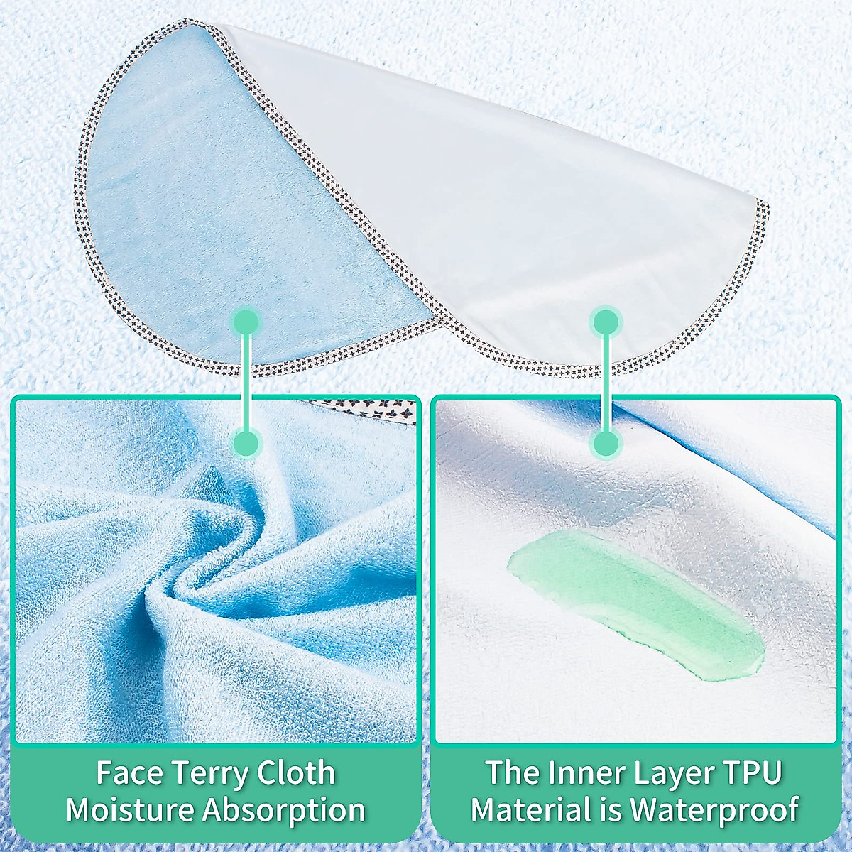 Waterproof Changing Pad Liners 6 Packs，Washable Reusable Changing Pad Liners,Portable Soft Baby Changing Table Liners for Boys Girls,23.6"x 11.8"Blue