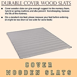 Greaton, 0.75-Inch Standard Wooden Bunkie Board/Slats with Cover, Enhance Mattress Support, Full, Grey
