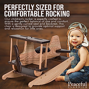 Amish Made Solid Oak Wood Children's Airplane Chair for Toddler - Perfect Rocking Chair for Kids - Children's Wooden Rocking Chair - Toddler Wooden Rocker - Ideal Baby / Kids Room Furniture