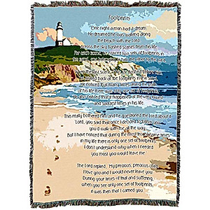 Pure Country Weavers Jesus Footprints in The Sand 1 Blanket 1 -Religious Gift Tapestry Throw Woven from Cotton - Made in The USA (72x54)