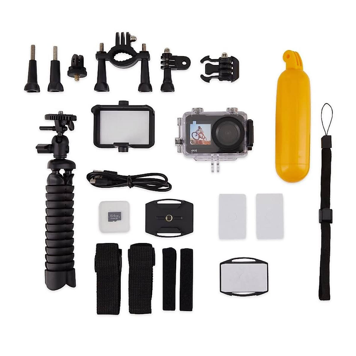 Vivitar 4K Ultra HD Action Camera Bundle Dual Screens, WiFi, 64GB SD, 2 Batteries, Waterproof Case, EIS & More