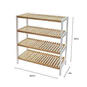Organize It All 4 Tier White Sonora Bamboo Shelf | Dimensions: 28.74" x 12.99" x 30.98 | Freestanding | Space Saving | Bathroom Storage | White