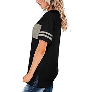 Tshirts for Women Loose Fit Black Short Sleeve Summer Tops for Women 2023 Trendy XL