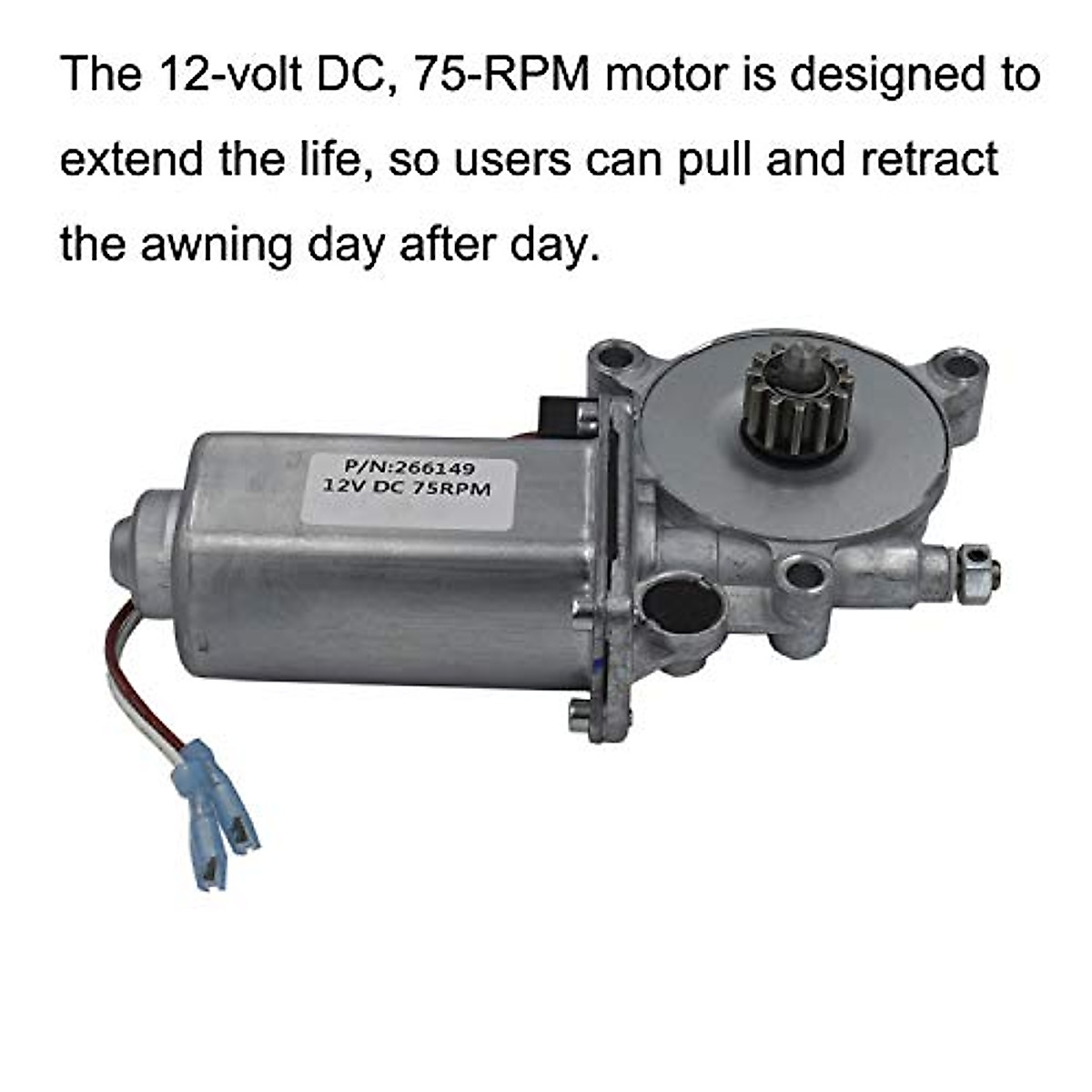 266149 RV Power Awning Motor Replacement Universal Motor 12-Volt DC 75-RPM Compatible with Solera Power Awnings Including Flat, Pitched and Short Assemblies