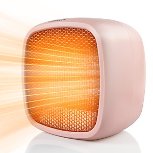 Portable Space Heater, YOUCIDI 1000W/800W Ceramic Electric Heater, Compact Small Warmer, Heat Up in 2 Seconds, Safe and Quiet for Office Room Desk Indoor Use (Pink)