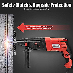 Goplus Professional Tools 1" SDS-Plus Rotary Hammer, 3 Mode in 1 Electric 9 Amp Corded Hammer Kit, with Adjustable Speed, Rotating Handle, Grease, Flat and Point Chisels, 3 Drill Bits and Case