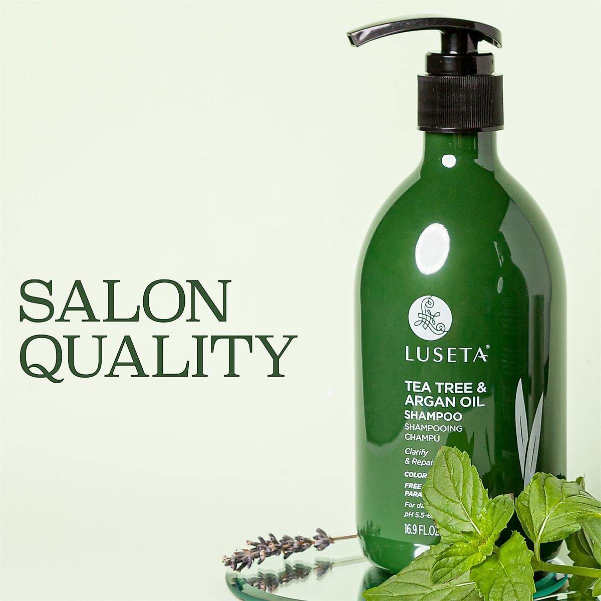 Luseta Tea Tree Shampoo with Argan Oil 16.9 Fl oz- Clarifying,Hydrating and Fighting Dandruff and Itchy Scalp - For Damaged and Oil Hair - Sulfate and Paraben Free for Men and Women