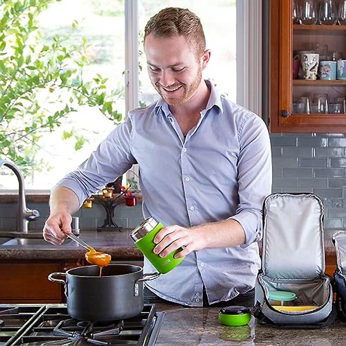 MIRA 2 Pack Insulated Food Jar Thermos for Hot Food & Soup, Compact Stainless Steel Vacuum Lunch Container, 13.5 oz, Purple, Denim