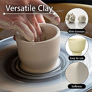 Old Potters Mid High Fire White Stoneware Clay for Pottery | Cone 5 - 10 | Ideal for Wheel Throwing, Hand Building, Sculpting | Great for All Skill Levels | Greenware Clay, 10 lbs.