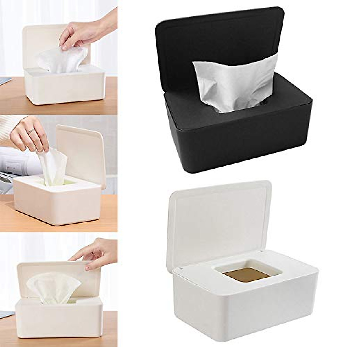 GQZ Wet Wipes Dispenser Holder Dust Proof Tissue Storage Box Case with Sealed Lid for Home Office Desk Keeps Wipes Fresh,Wipe Container