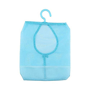 Multipurpose Clothespin Bag with Hanger, Hanging Storage Mesh Bag, Bathroom Shower Storage Organizer Set, Clothes Clip Clothespin Mesh Bag for Home Apartment College Dorm, Blue