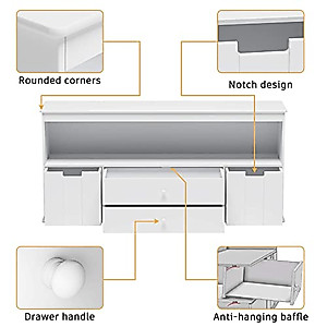 Timy Toy Storage Organizer with 2 Drawers, Wooden Toy Organizer Bins, Kids Bookshelf for Reading, Storing, Playing, White