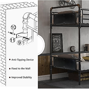 2 IN 1 Metal Bunk Bed Twin Over Twin, Convertible Twin Bunk Beds into 2 Individual Twin Size Bed for Kids Adults, 16.5" High Guard Rail,Space-Saving No Box Spring Needed Easy Assembly (Black)