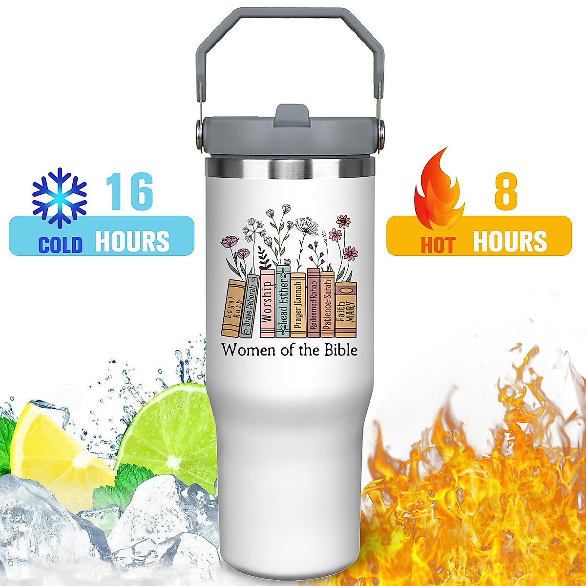 soeufnwhf Christian Gifts for Women, Inspirational Religious Gifts, Bible 30 oz Christian Tumbler with Handle Stainless Steel Insulated Bible Faith Cups Mugs Water Bottle