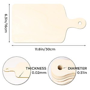 Oomcu 12PCS Wooden Mini Cutting Board with Handle,Rectangle Unfinished Wood Craft Paddle Serving Tray Chopping Board Cutout for DIY Thanksgiving Christmas Home Kitchen Fruit Decor (11.8 x 6.3 Inch)