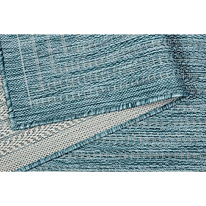 Adiva Rugs Outdoor Indoor Area Rug, Weather Resistant, Easy to Clean, Stain Resistant Floor Mat for Dining Room, Backyard, Deck, Patio (Aqua Weiss, 2' x 3')