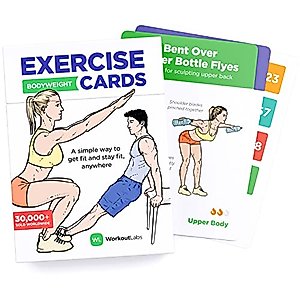 WorkoutLabs Exercise Cards: Bodyweight – Premium Home & Gym Workout Flash Cards Deck for Women and Men with 60 Exercises and 12 No Equipment Routines · Waterproof Plastic Fitness Flashcards
