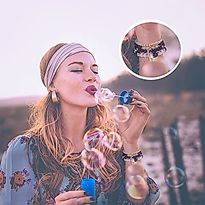 YADOCA 7 Sets Bohemian Stackable Beaded Bracelets for Women Men Boho Stretch Multilayered Bead Bangles Bracelet Set with Charm Multicolor Statement Jewelry