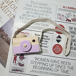 Cynzia Baby Toy Wooden Mini Camera Toy, Kid Cute Mini Sharpe Toy Neck Hanging Photographed Props for Toddlers Children Kids' Room Hanging Decor Gift (Purple)