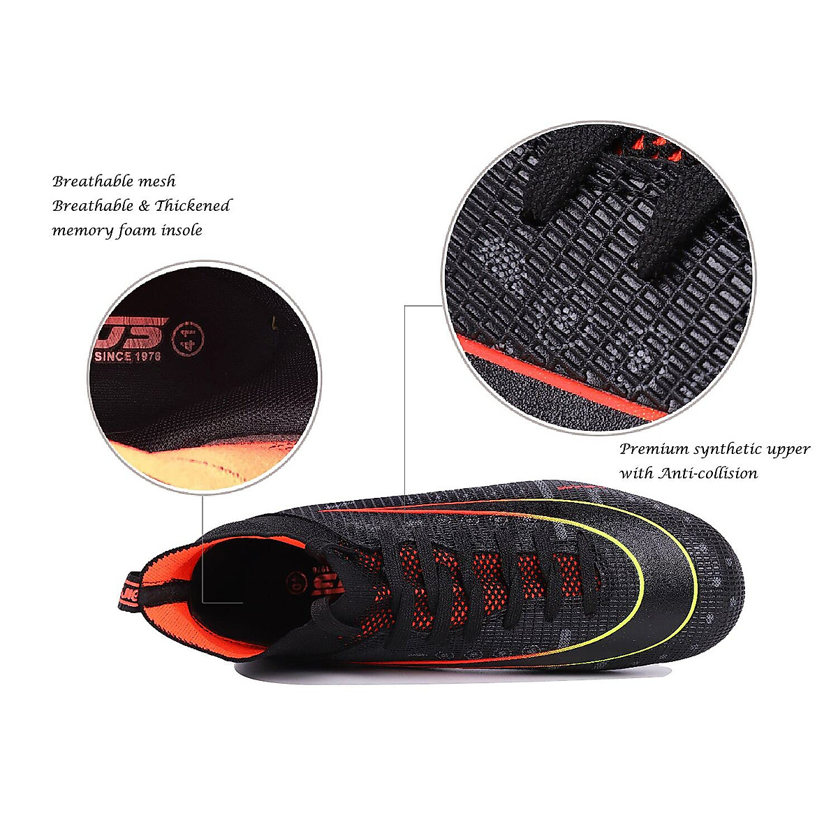 Jugafu Outdoor Soccer Cleats Mens Boys Football Cleats Shoes