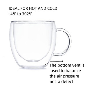 Generic 4-Pack 5 Ounces Double Wall Clear Glass Coffee mugs,5 oz Espresso Cups With Handle,Insulated Mugs,Cappuccino Cups,Tea Cups,Latte Cups,Beverage Glasses Heat Resistant