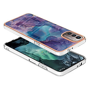 Dinglijia for Nokia G21 Case, Nokia G11 Phone Case, Soft TPU + IMD Marble Pattern Slim Design Enhanced Camera and Screen Protection Girls and Women Case for Nokia G21 BKC Purple