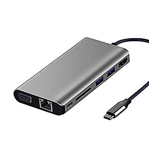 XUNMAIFHB Portable Docking Station,8-in-1 Docking Station Type-c to hdmi VGA USB3.0 HUB SD Card Reader PD Gigabit Network Card Audio USB3.0/SD Card/RJ45/HDMI/VGA/Stereo Fast Transmission