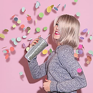 Blush Silver Glam Double Walled Glitter 24oz Tumbler | Reusable, Leak-Proof, Travel, Clear Plastic, Slim, Iced Coffee Cup with Silicone Seal, Screw-On-Lid, and Straw, 1 Count (Pack of 1)