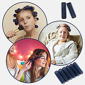 12 PCS Small Size Hair Rollers, Self Grip Hair Curlers Hair Dressing Tool, Salon Curly Style Hair Rollers for Short Hair, 0.6 Inch Navy Blue