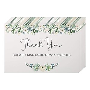 VNS Creations Sympathy Thank You Cards - 300 GSM Thick And Durable Card Stock - Blank On Inside With A Shiny Finish On Outside - Won't Smudge Or Smear - Cards For Somber Occassion