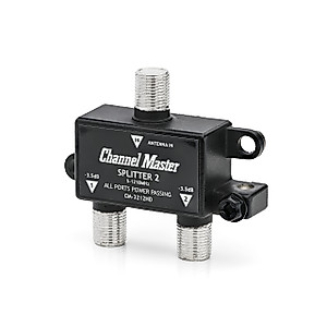 Channel Master Splitter 2, 2-Way Splitter with Power Passing Capability for TV Antenna and Cable Signals