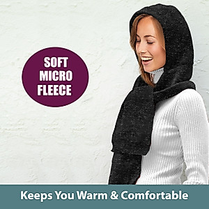 35° BELOW Marled Hooded Multiuse Head Scarf Neck Wrap for Women, Winter Scarf for Women, Black