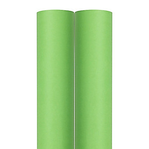 JAM PAPER Gift Wrap - Matte Wrapping Paper - 25 Sq Ft - Matte Lime Green - 2/Pack
