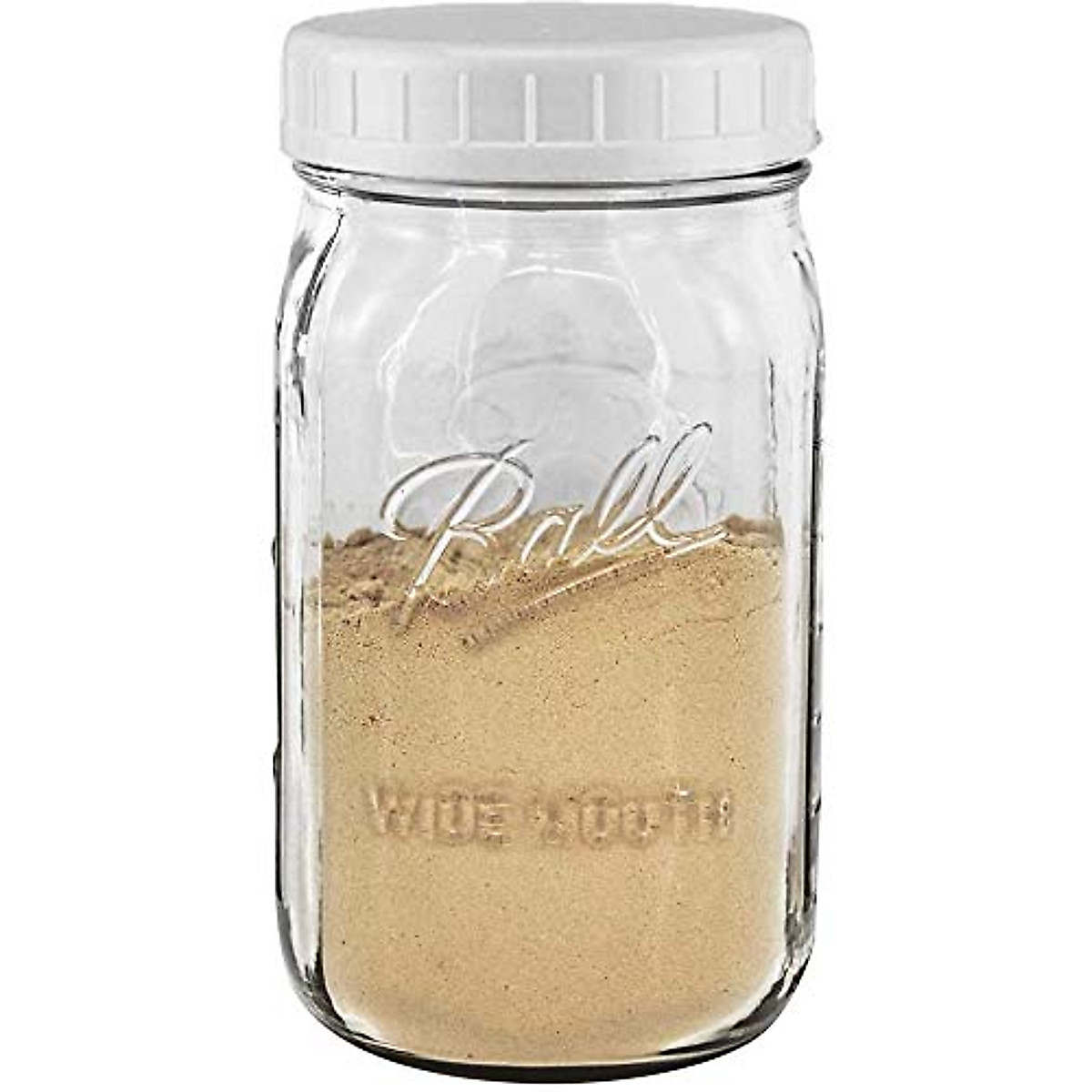 EASY-BUSY Kitchen Combo of Ball 32 oz.-Quart Clear Glass Mason Canning Jar, With EB White Food Storage Plastic Lids Set of 2, Wide Mouth Caps fit WM Ball & Kerr jars & Containers, Reusable, BPA Free,