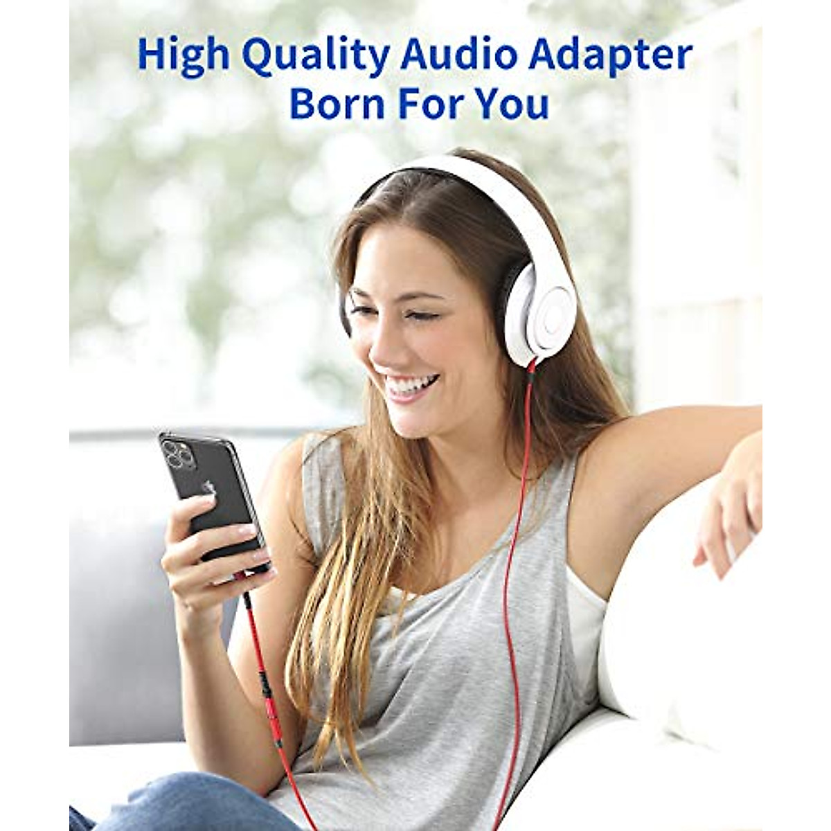 JSAUX iPhone Headphone Adapter, Lightning to 3.5mm Adapter [Apple MFi Certified] iPhone Aux Adapter Compatible with iPhone 14/14 Pro Max/13/13 Pro Max/12/12 Pro Max/11/11 Pro Max/SE/X/XR/XS/8-Red