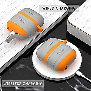 AirPods Case, KMMIN Waterproof AirPods Case Cover for Apple AirPods 1&2 Wireless Charging Case Premium Silicone Protective Case Skin Airpods Accesssories, LED Light Visible