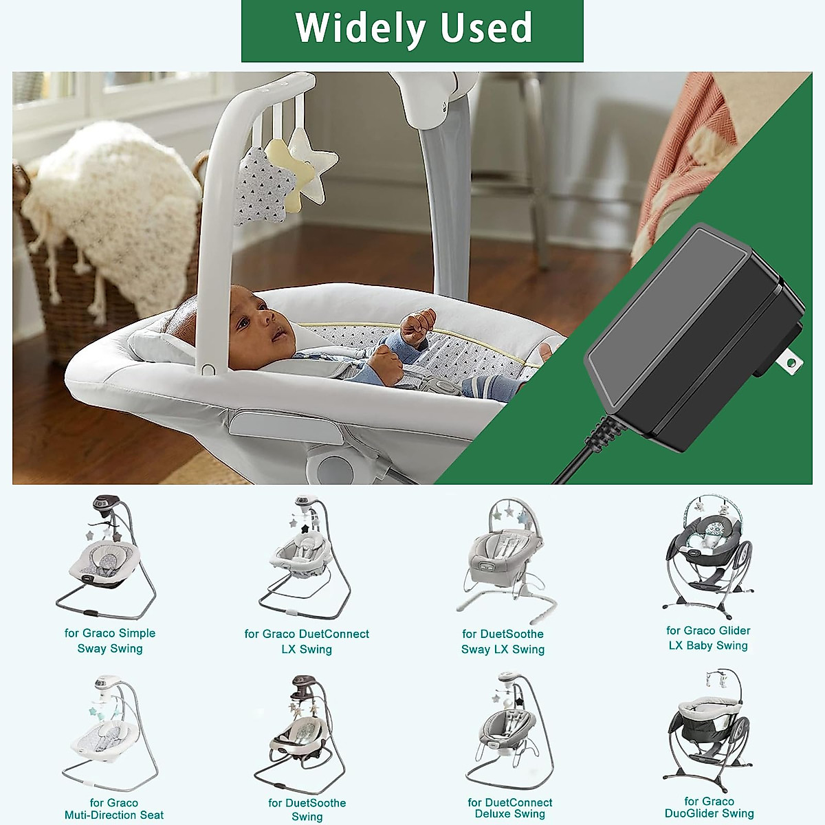 ANKS 5V Adapter Replacement, Baby Swing AC Adapter Power Cord for Graco Swing Dreamglider/Duoglider/Simple Sway Swing and Nova Baby Swing